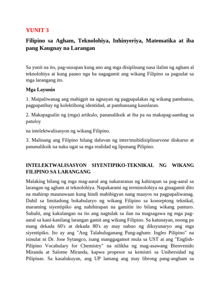 Yunit 3 Bong | PDF
