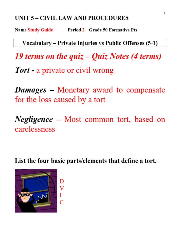 Unit 5 - Civil Law & Procedures - SG | PDF | Defamation | Tort