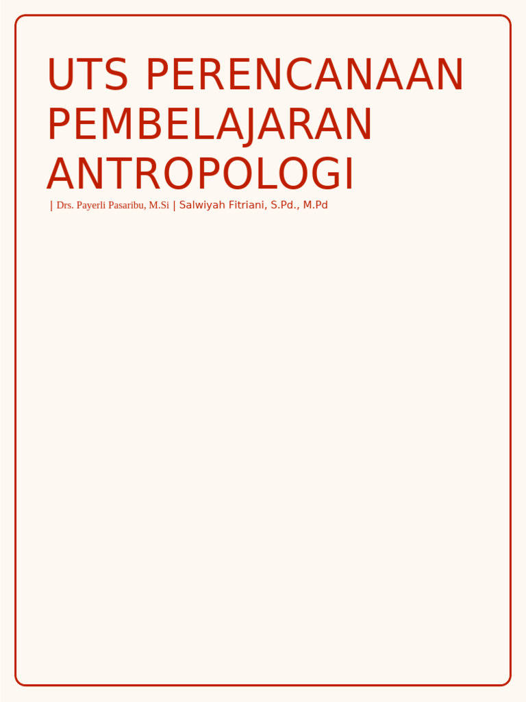 UTS PPA Atau Perencanaan Pembelajaran Antropologi | PDF
