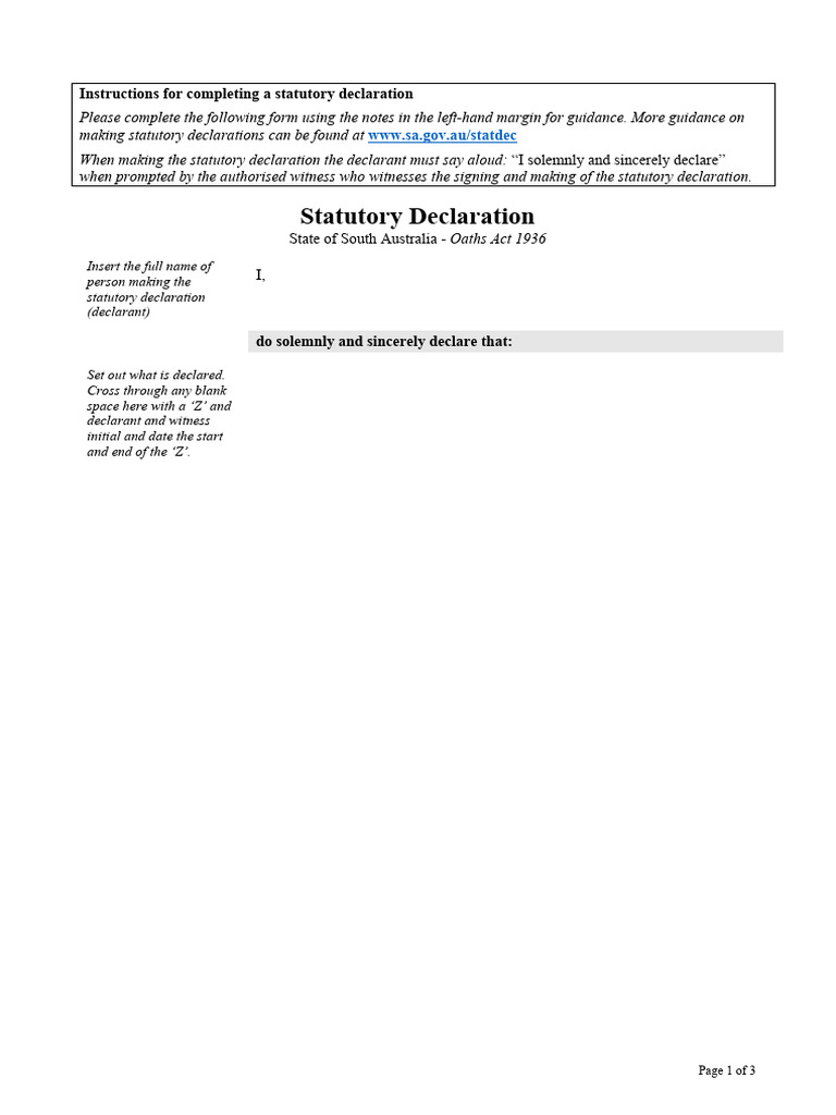 statutory_declaration_form(2) | PDF | Witness | Legal Procedure
