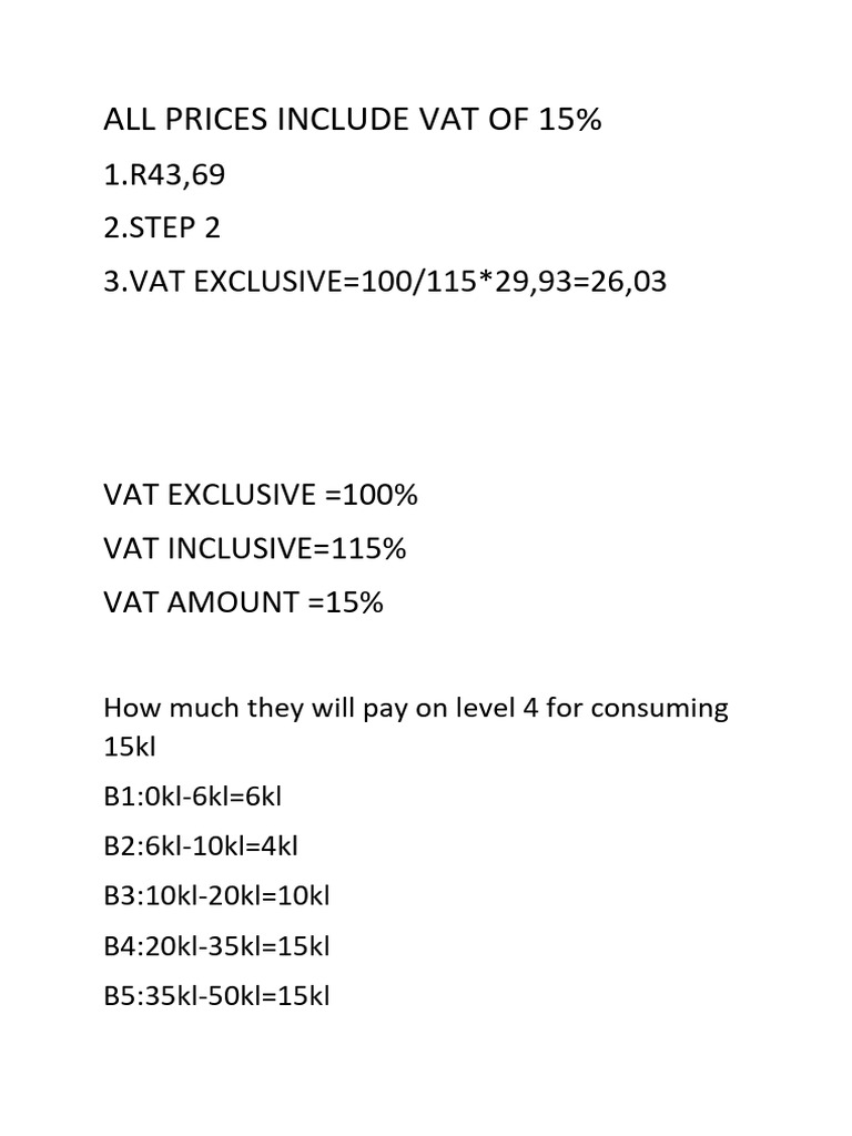 All Prices Include Vat of 15 | PDF