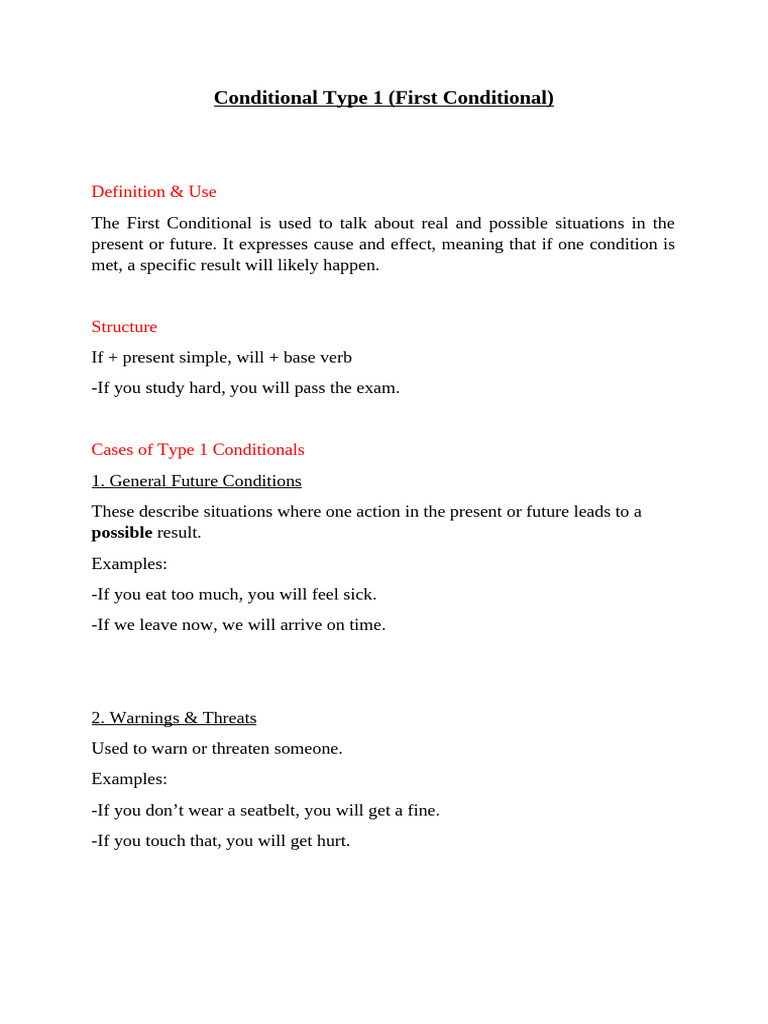 Conditional Type 1 | PDF | Syntax | Linguistics