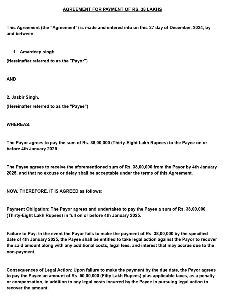 Jasbir Singh Agreement | PDF