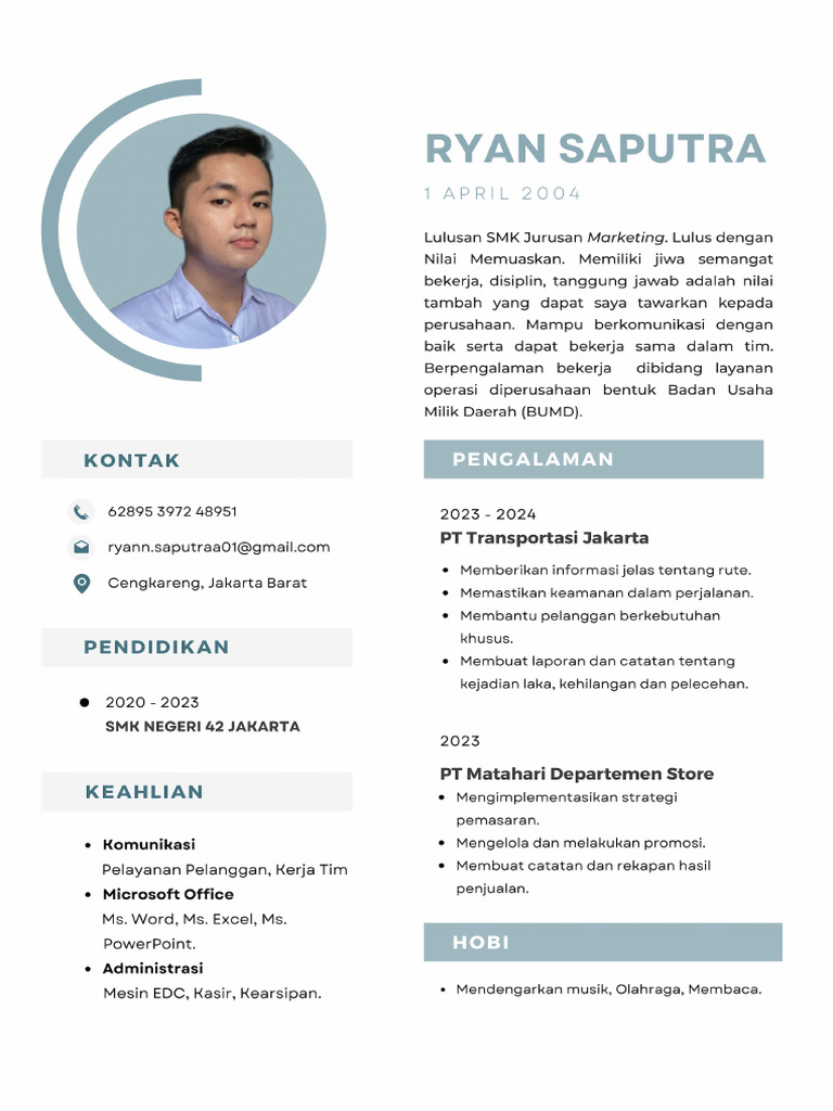 CV - Ryan Saputra Yang Diringkas | PDF