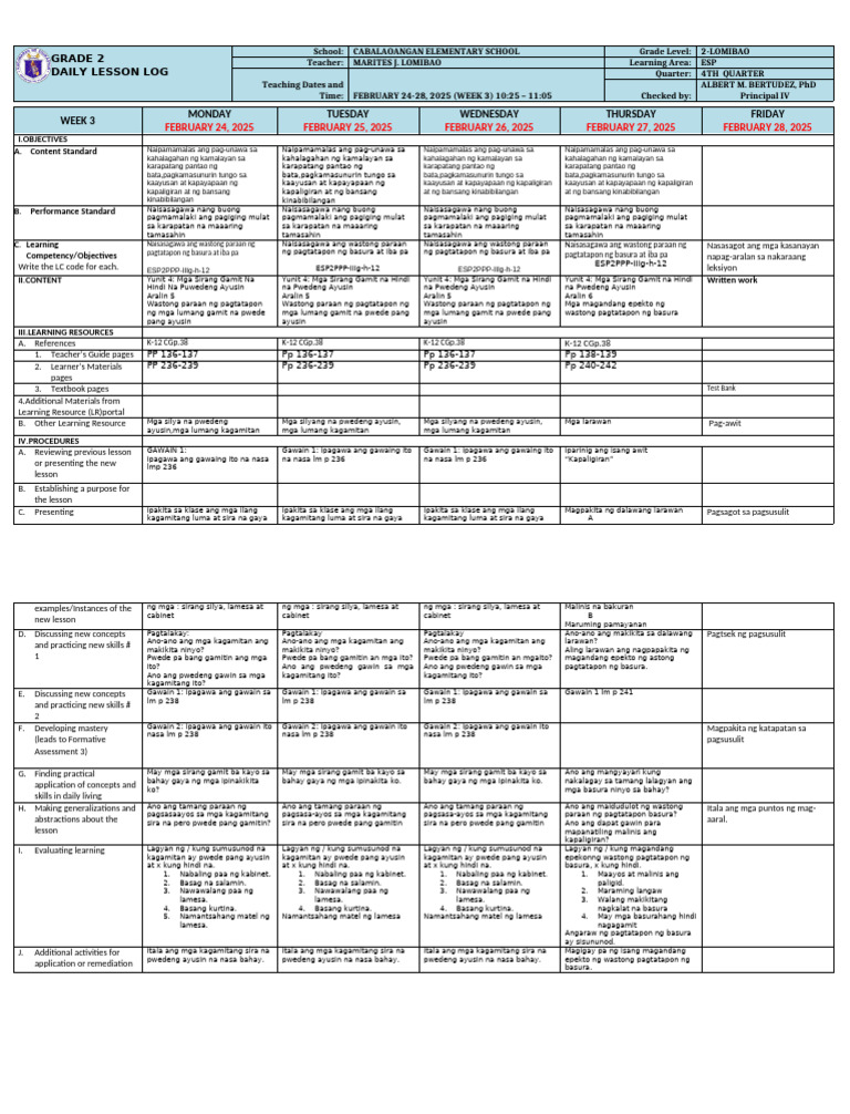 DLL Esp-2 Q4 WK3 | PDF