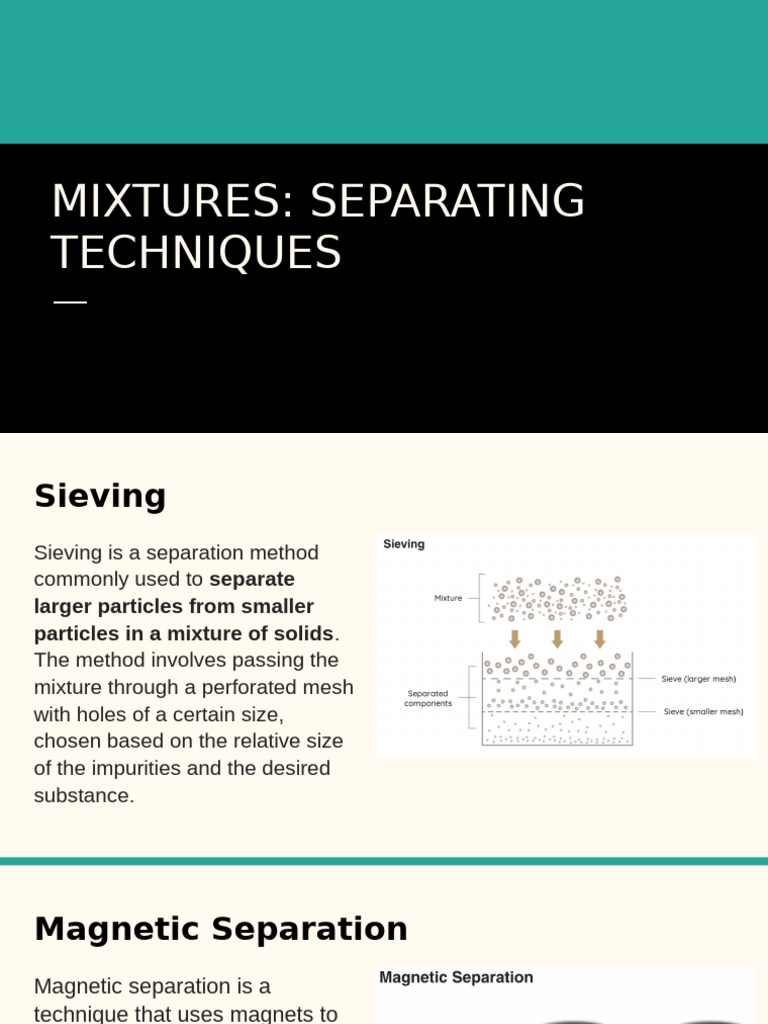 Mixtures - Separating Techniques | PDF | Mixture | Filtration