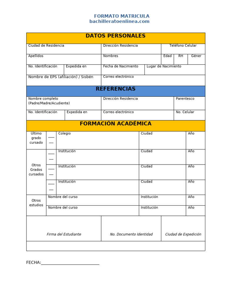 Formato Matricula | PDF