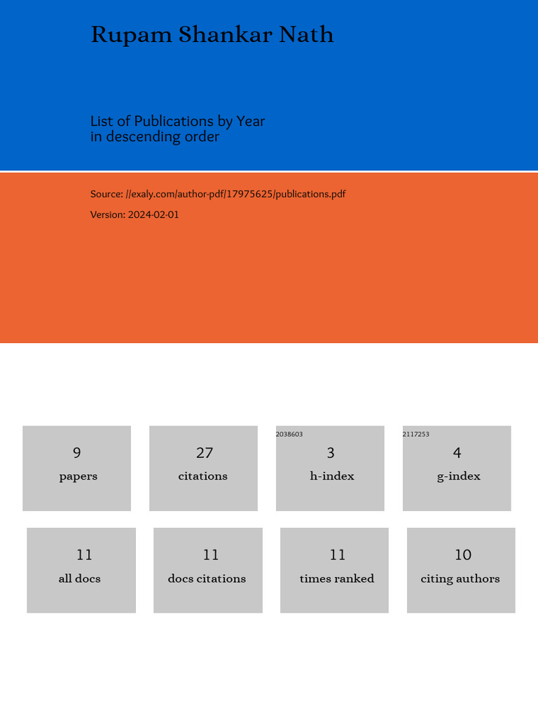 Exaly - Rupam Shankar Nath Publications by Year | PDF | Heat | Temperature