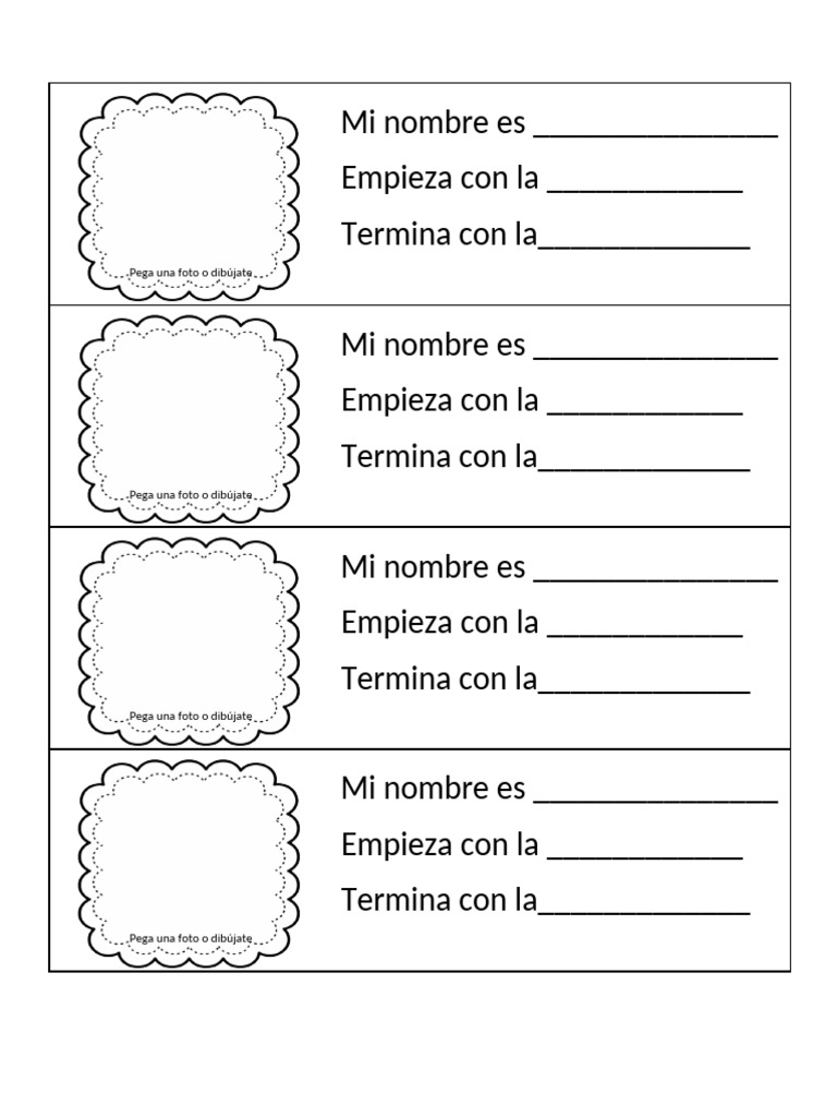 Actividad Familiar: Nombres y Dibujos | PDF