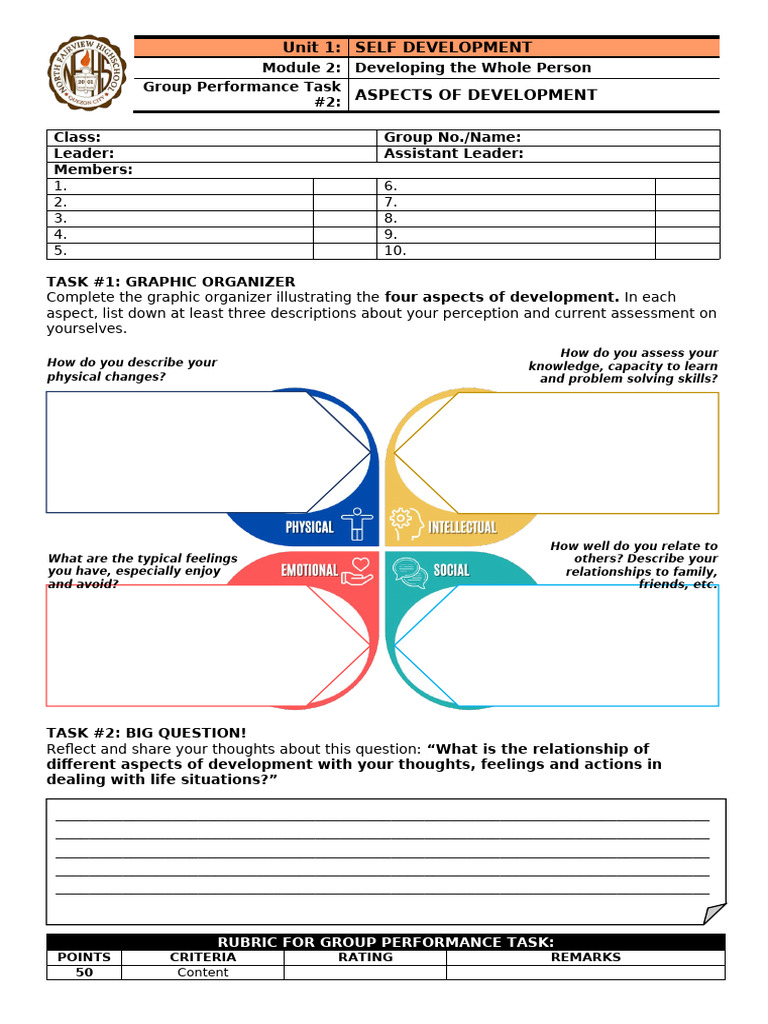 Aspects of Self Development Task | PDF