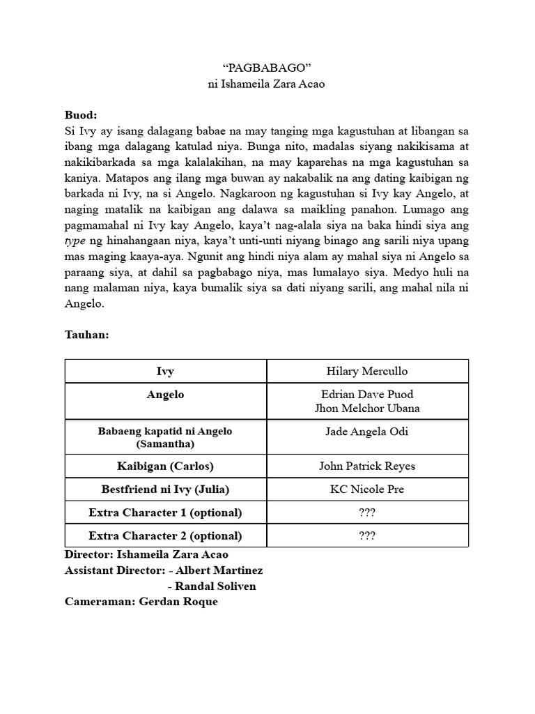 SCRIPT FOR SARSWELA (1) | PDF