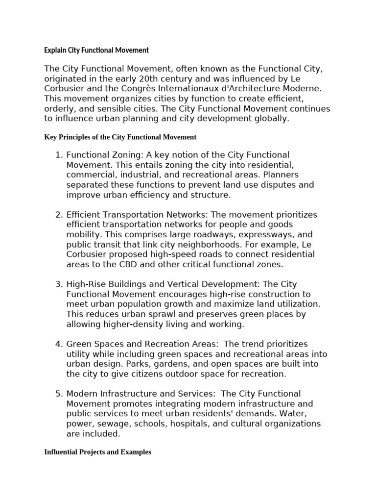 City Functional Movement Overview | PDF | Economies | Planning