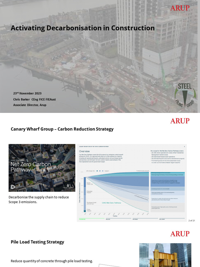 Chris Barker Arup SPG Activating Decarbonisation Presentation RevA | PDF | Concrete | Climate ...
