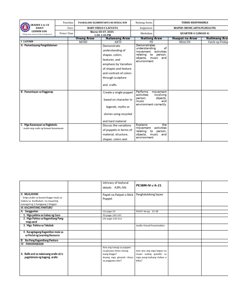 DLL Mapeh Q4 WK4 | PDF