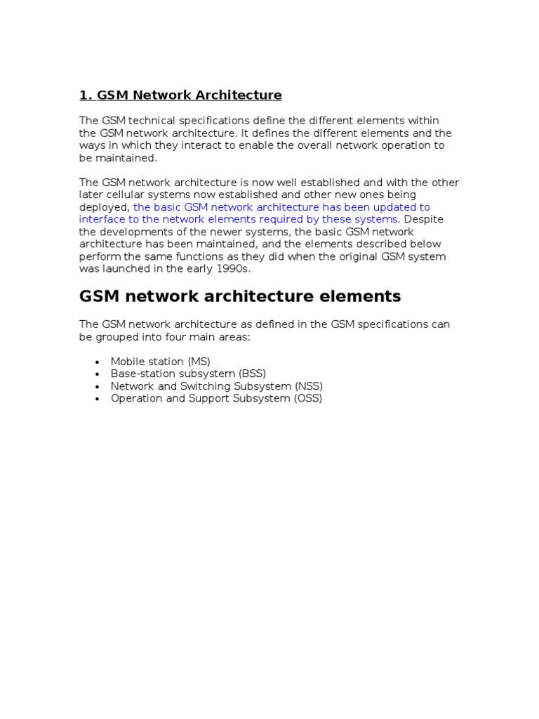 GSM Network Architecture Overview | PDF