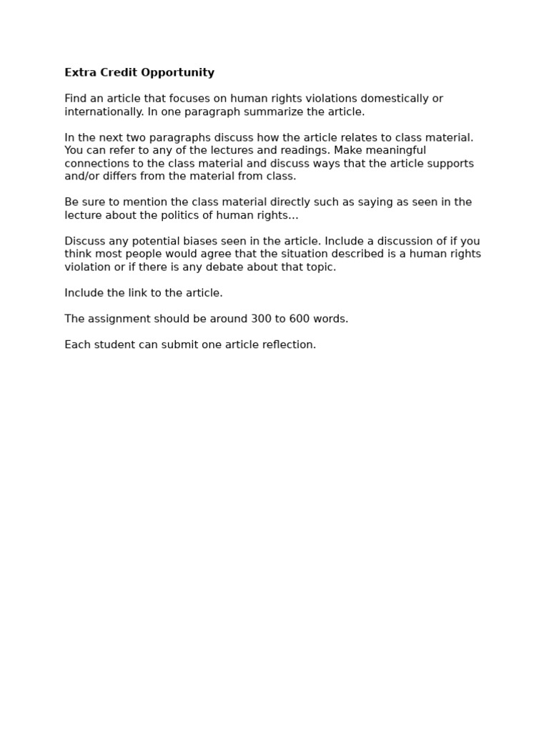 Article Reflection for Extra Credit | PDF