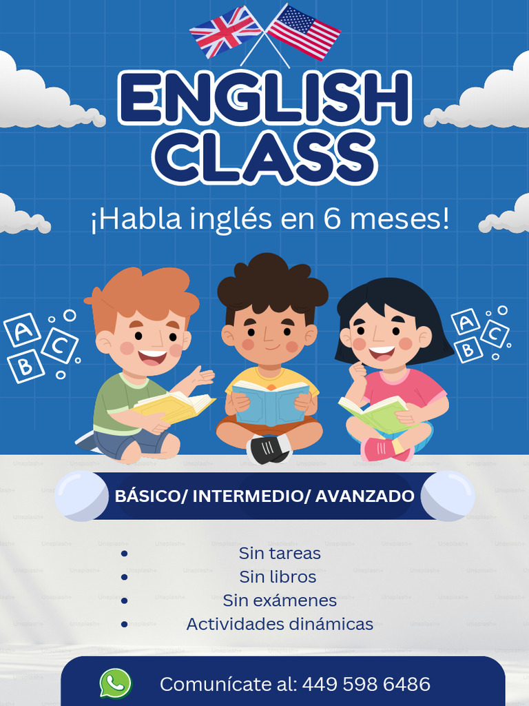 Blue Colorful Illustrated English Course Poster | PDF