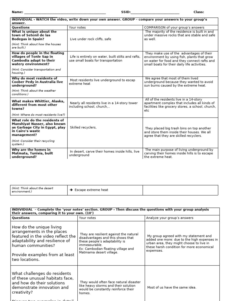 Unit 6 Guiding Questions For Video | PDF