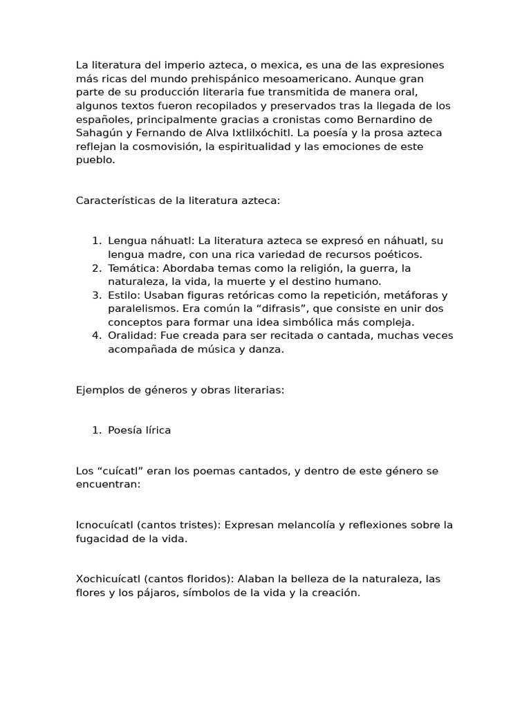 Literatura Azteca | PDF | Poesía