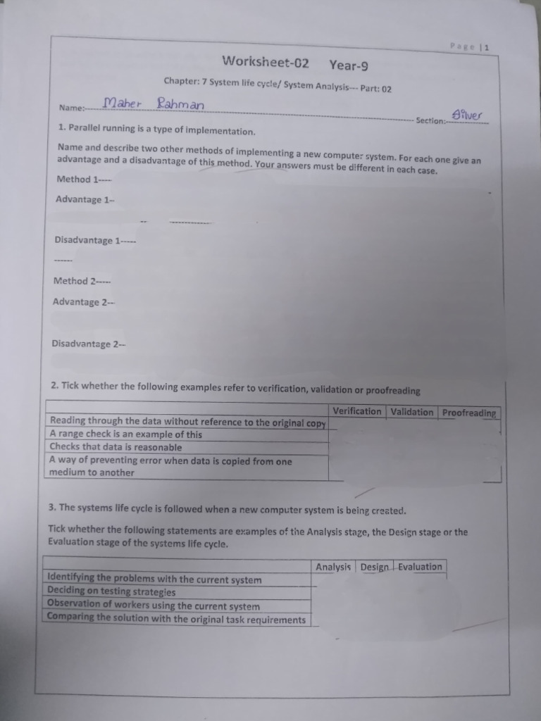 ICT Y9 1T Ch 7 Ws 2 Blank | PDF | Applied Mathematics | Software Development
