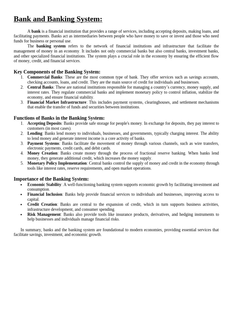 Understanding the Banking System Basics | PDF | Banks | Money