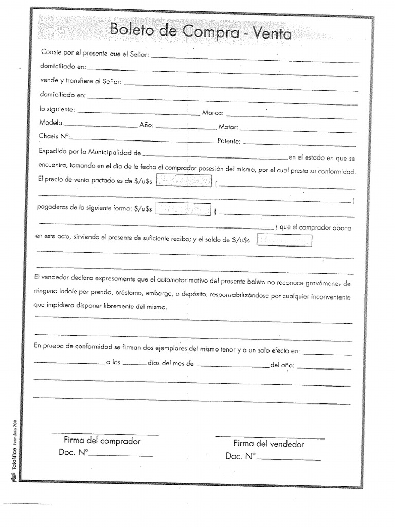 Boleto Compra y Venta | PDF