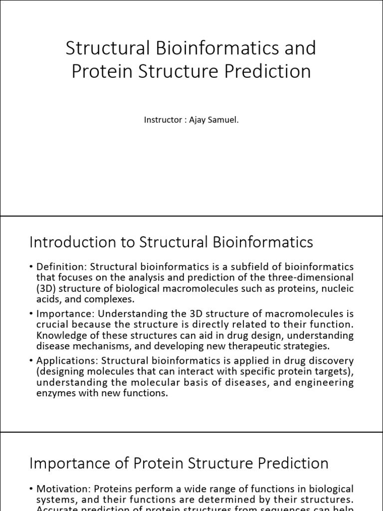 Structural Bioinformatics And Protein Structure Prediction 1 Pdf Drug Design Proteins