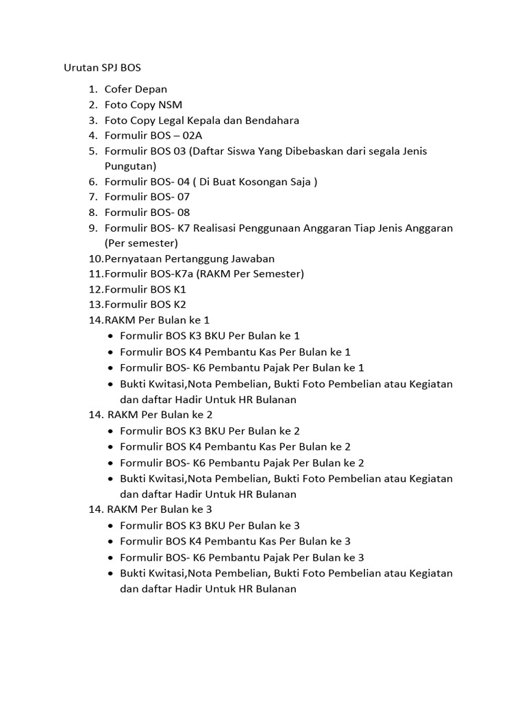 Urutan SPJ Bos | PDF