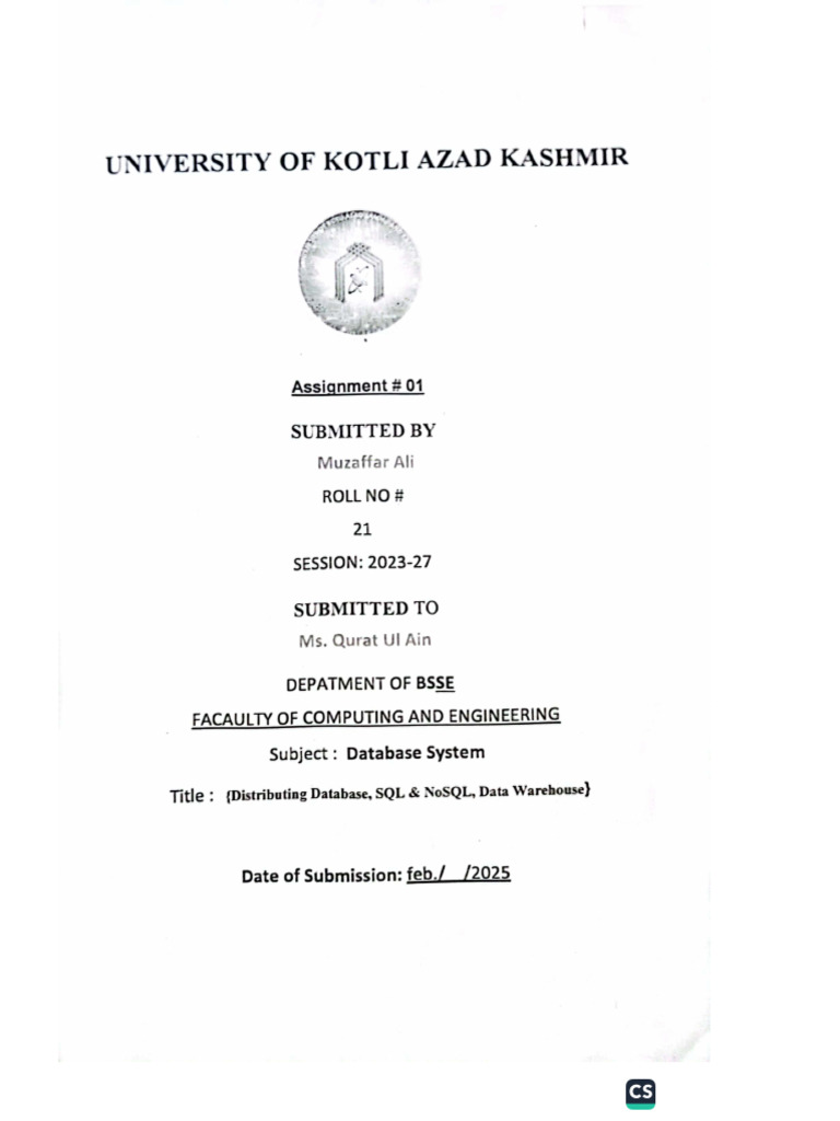 Database Assignment.1 | PDF