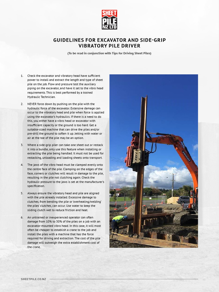 Excavator & Vibratory Pile Driver Guidelines | PDF