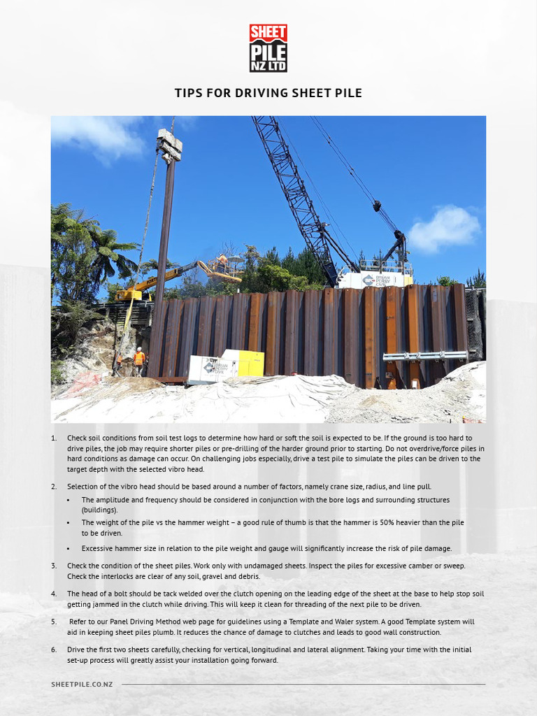 07827-Tips-for-Driving-Sheet-Pile | PDF | Deep Foundation | Crane (Machine)