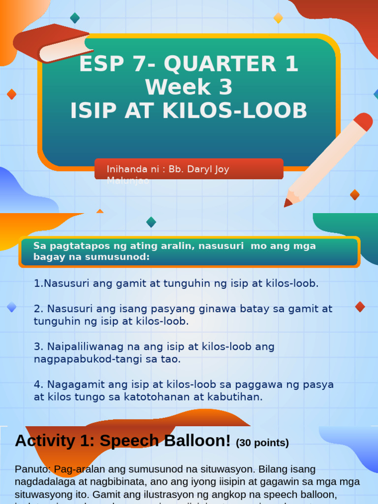 G7 Q1 Week 3 Isip at Kilos Loob Autosaved | PDF