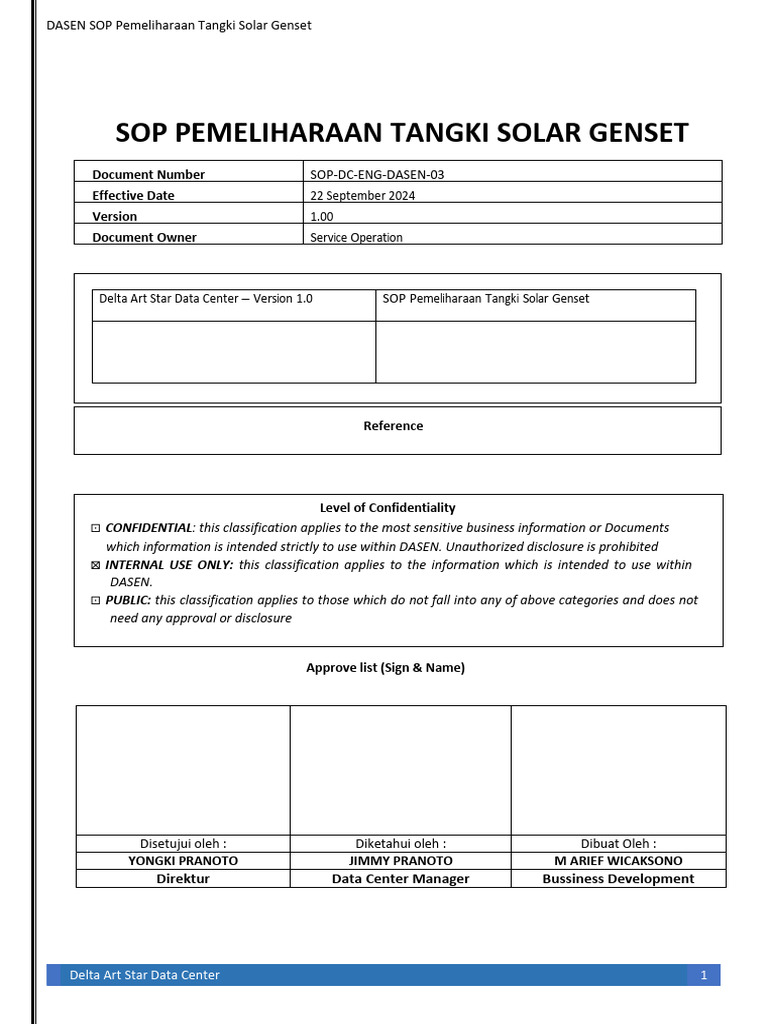 SOP-DC-ENG-DASEN-03-1.00 - SolarTank-done | PDF