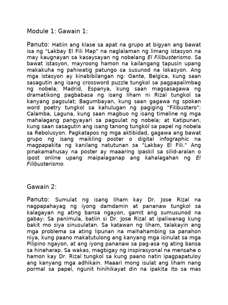 Panuto NG Modyul 1-8 | PDF