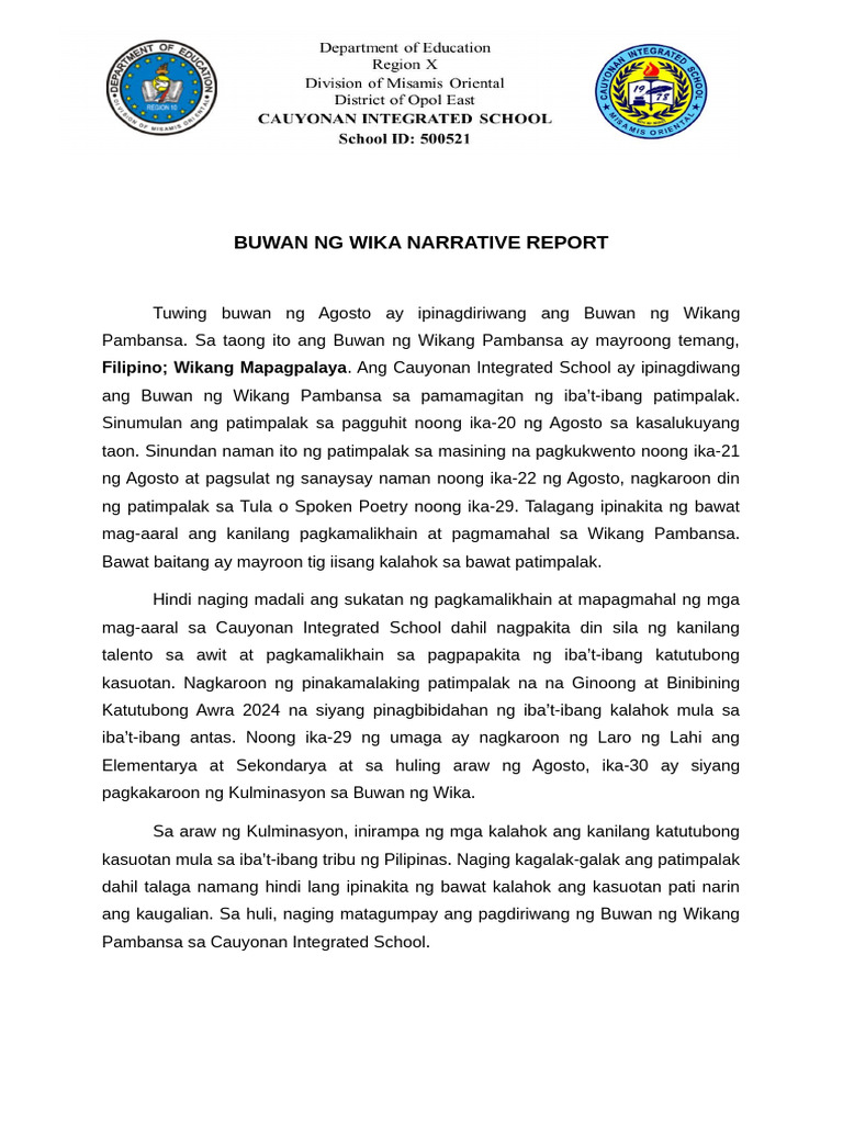 buwan ng wika narrative | PDF