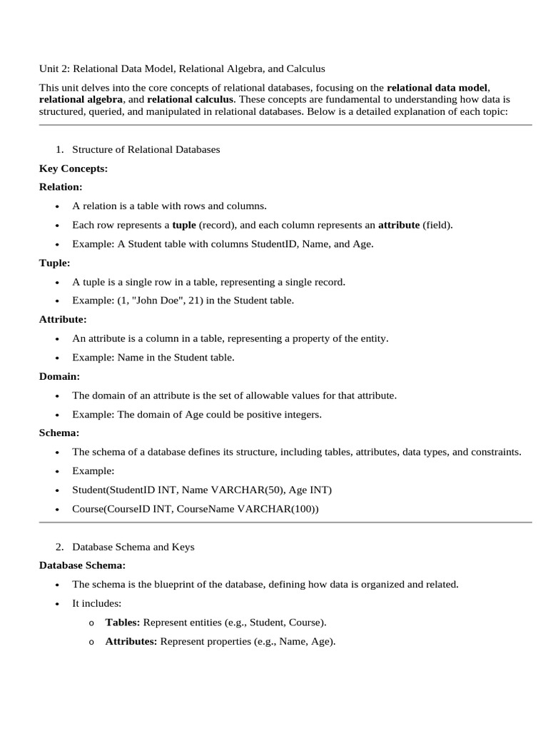 Unit 2 | PDF | Relational Model | Relational Database