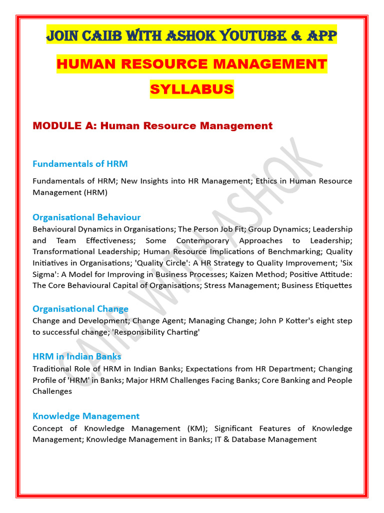HR Management Syllabus Overview | PDF | Human Resource Management ...