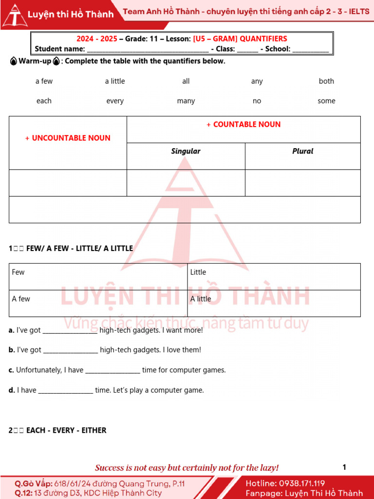 Quantifiers Lesson for Grade 11 Students | PDF