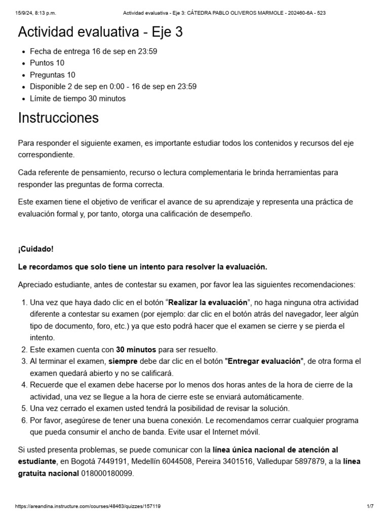 Actividad Evaluativa - Eje 3 - CÁTEDRA PABLO OLIVEROS MARMOLE - 202460 ...