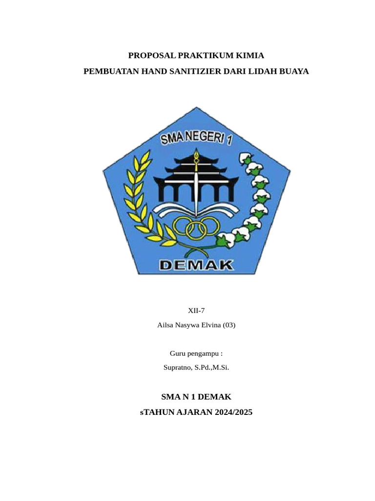 cover kimia proposal | PDF