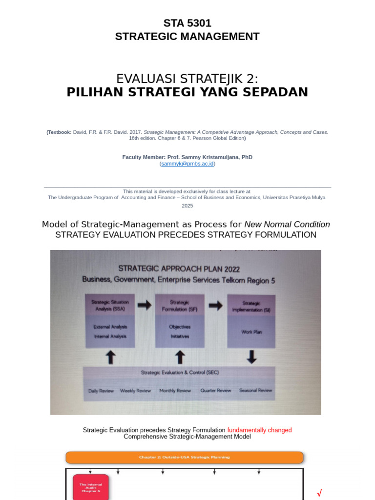 Sta 5301 - Evaluasi Stratejik 2 - Pilihan Strategi Yang Sepadan | PDF ...