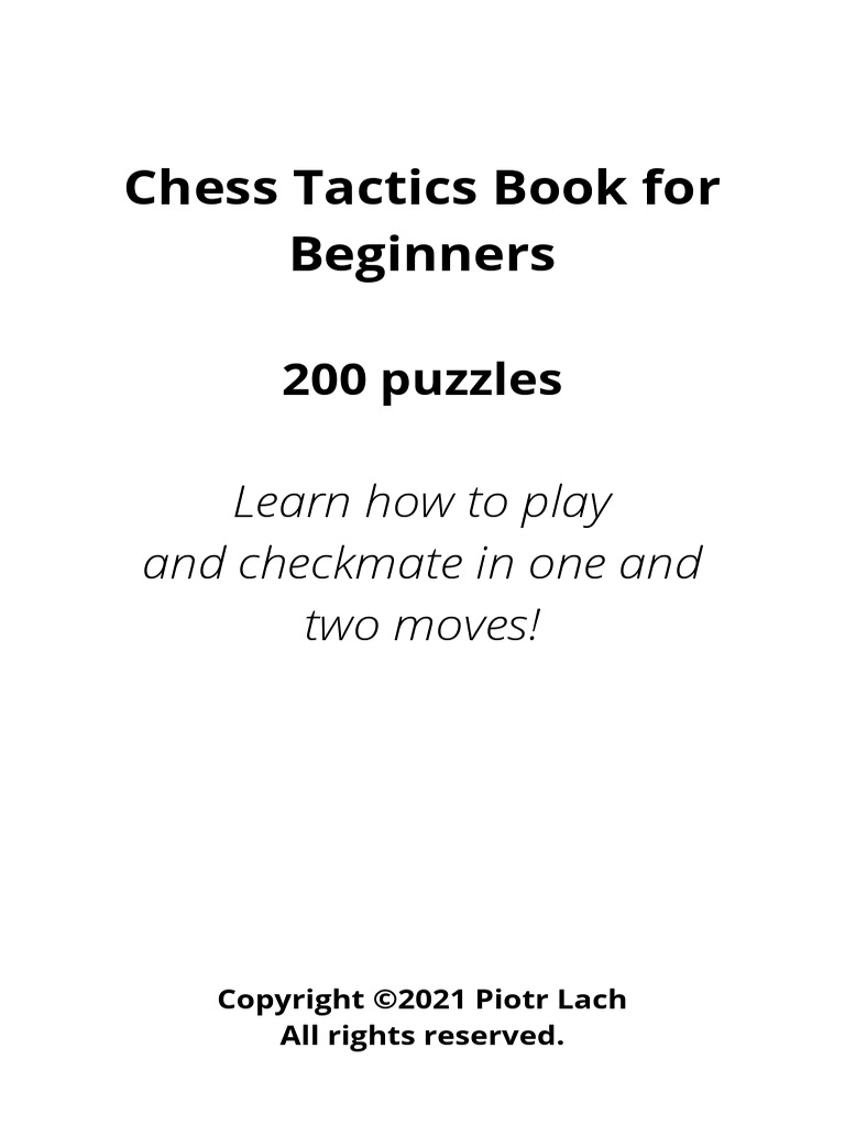 Chess Tactics Book For Beginners 200 Puzzles Learn How To Play and ...