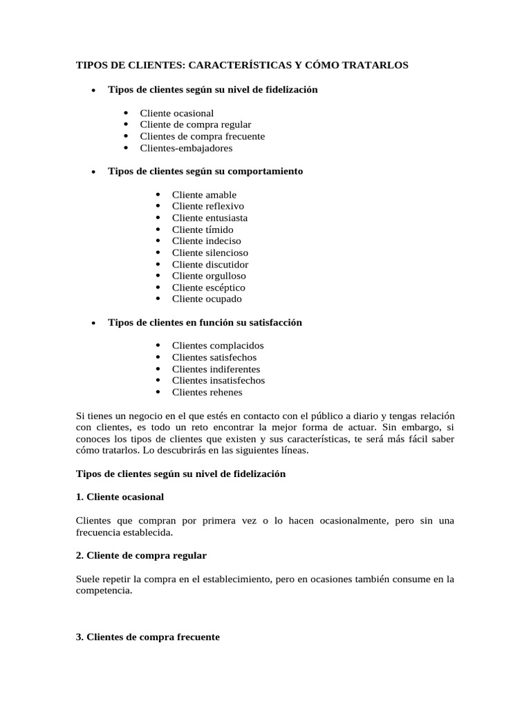 Tipos de Clientes y Cómo Atenderlos | PDF | Cliente