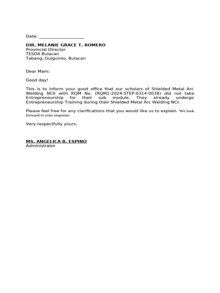 Transmittal Letter - NO ENTREP | PDF