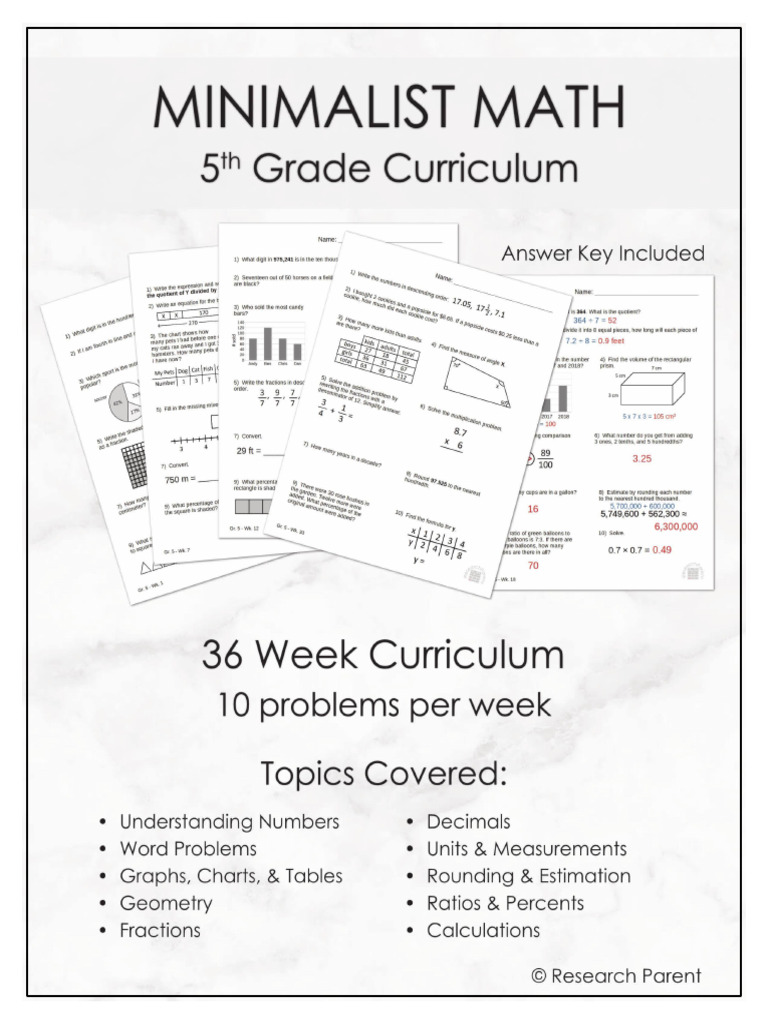 5th Grade Math Curriculum Guide | PDF | Ratio | Area