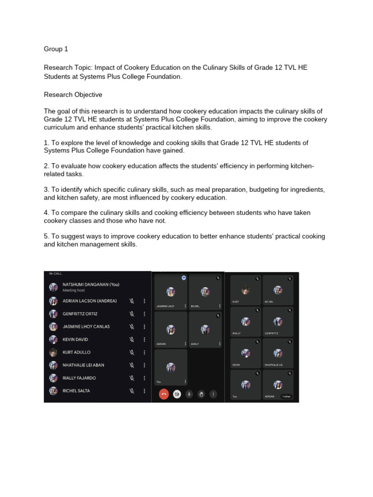 Cookery Education's Impact on TVL HE Students | PDF