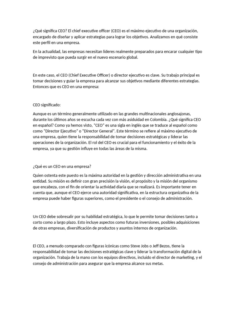 Significado y funciones del CEO | PDF | Director Ejecutivo | Business