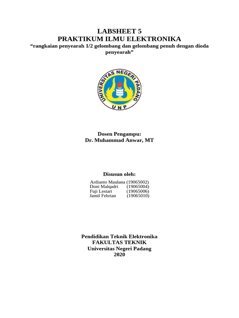 LABSHEET 5 Dioda Penyearah Gelombang | PDF