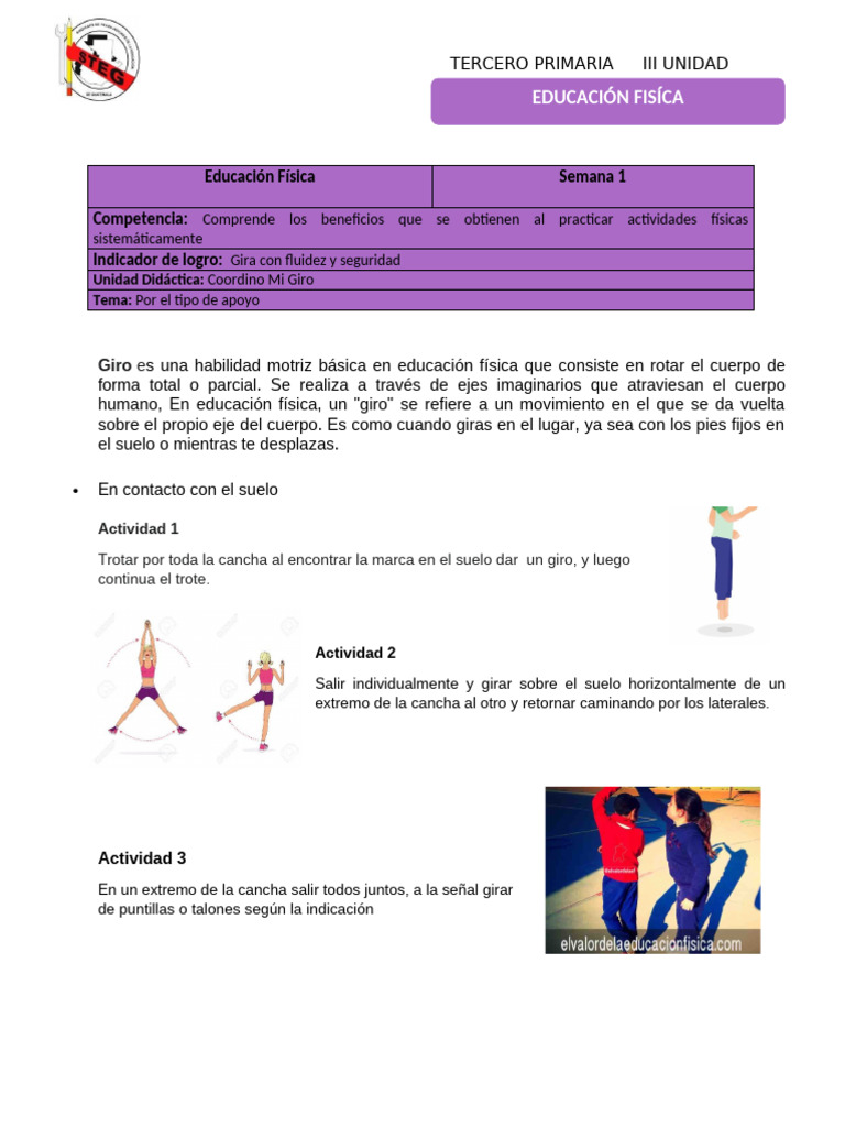 3ra Unidad Tercero Primaria | PDF | Eje | Educación Física