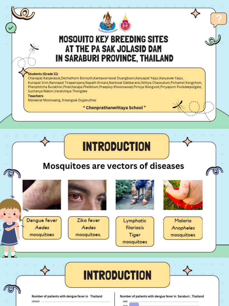 Mosquito Key Breeding Sites at The Pa Sak Jolasit Dam in Saraburi ...